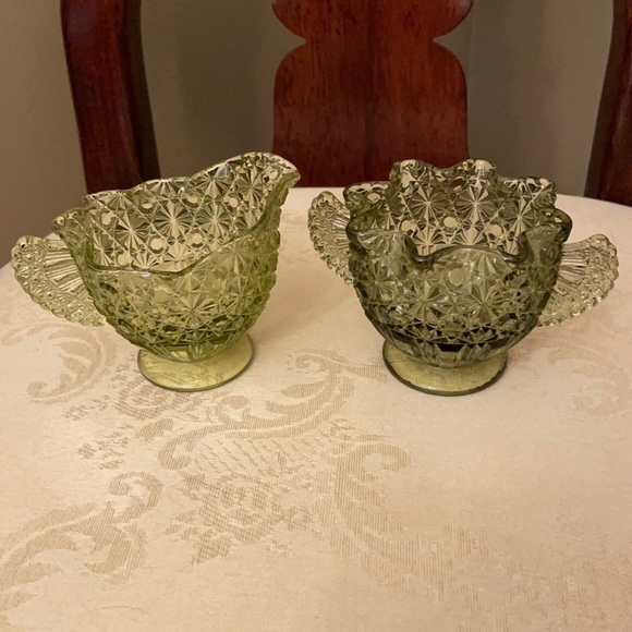 Fenton | Art | Fenton Ruffle Daisy Button Olive Green Depression Glass ...